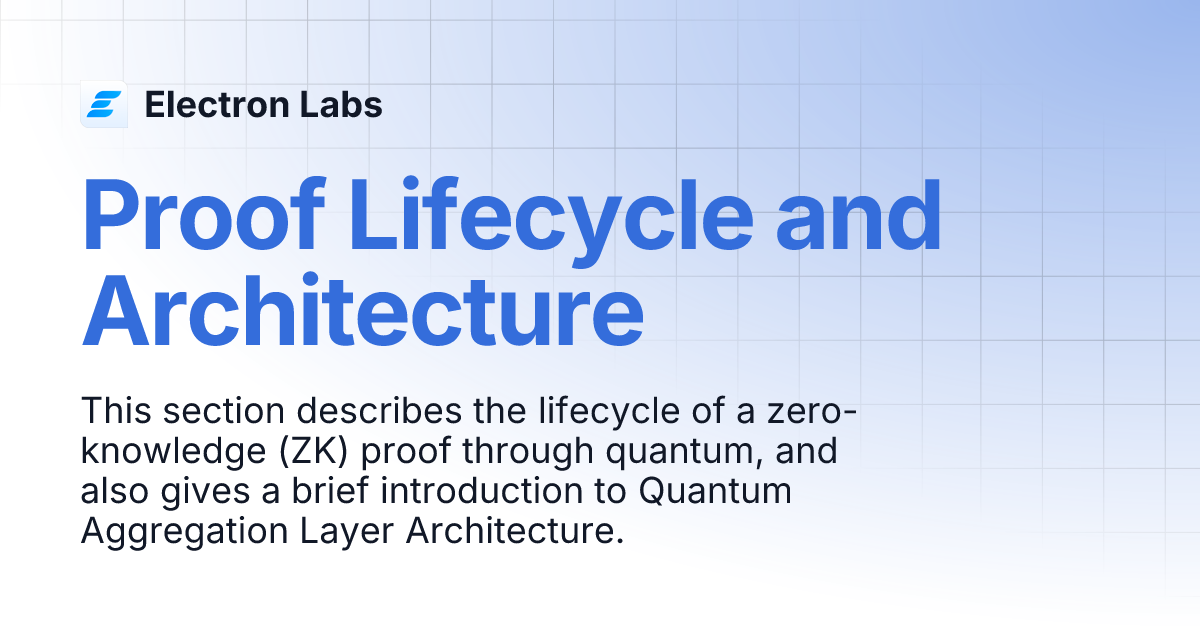 Proof Lifecycle and Architecture | Electron Labs